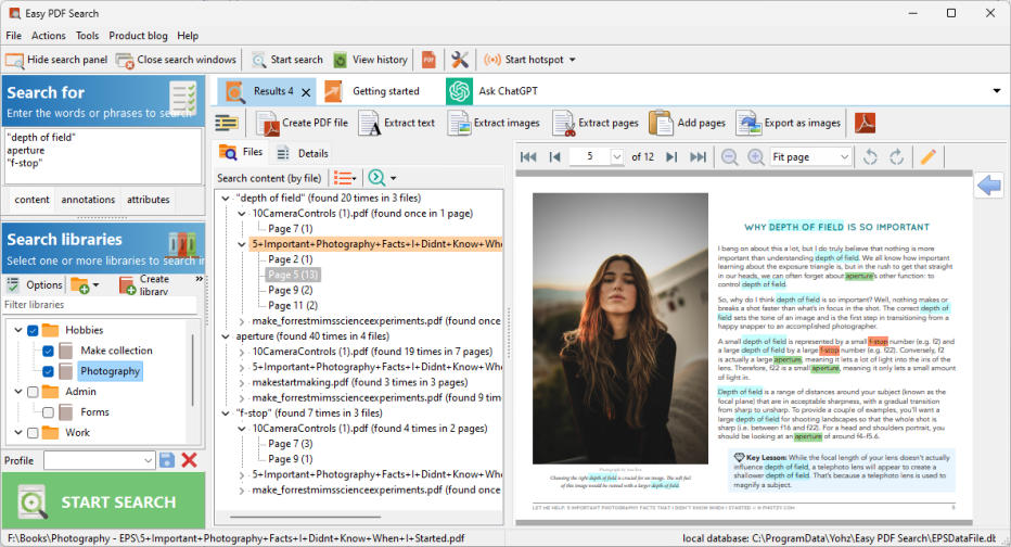 Easy PDF Search - Yohz Software